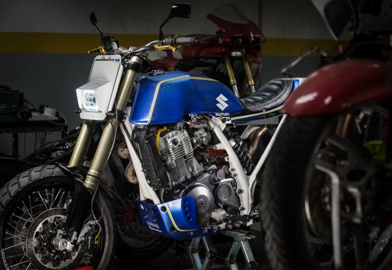 Fuel-Injected Suzuki DR800 Street Tracker by Frateschi Garage – BikeBound