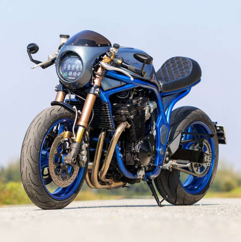 Black ‘n Blue: Suzuki Bandit 1200 Café Racer – BikeBound